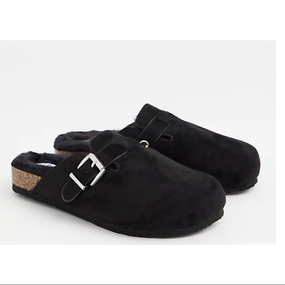torrid | Shoes | Torrid Black Faux Suede Faux Furlined Flat Clog Mule ...